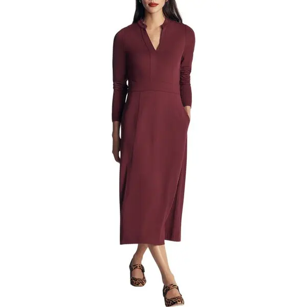 Boden Alex Ponte Contrast Midi Dress - Deep Chestnut