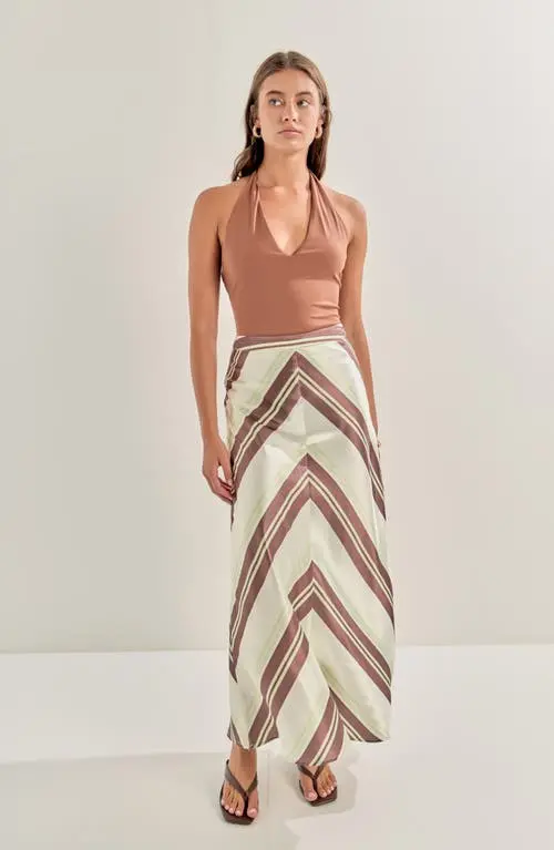 MARSY Chevron Striped Maxi Skirt