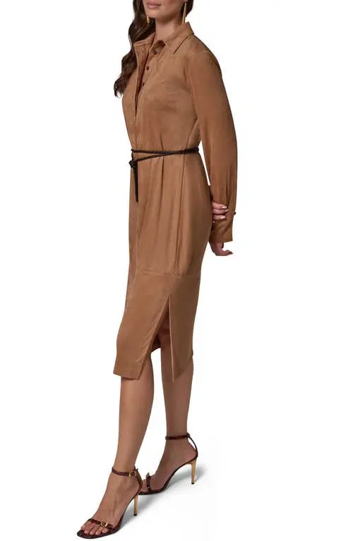 DONNA KARAN WEEKEND Faux Suede Long Sleeve Shirtdress