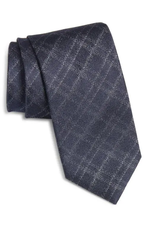Canali Plaid Silk Tie - Navy