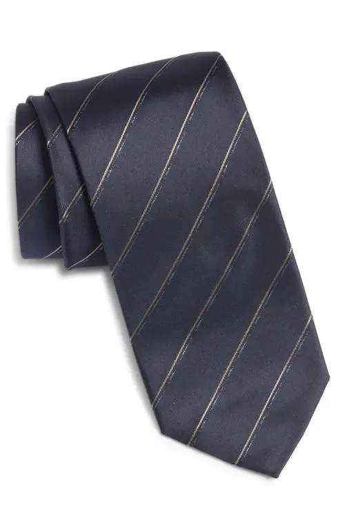 Canali Stripe Silk Tie - Navy