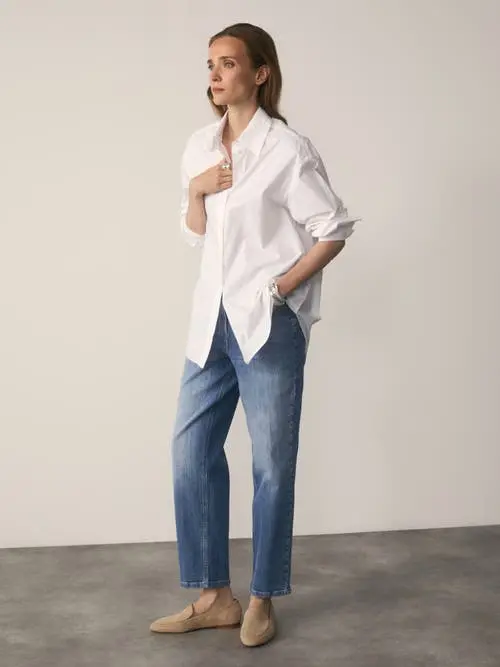 The Fold Mid Rise Ankle Grazer Straight Jeans