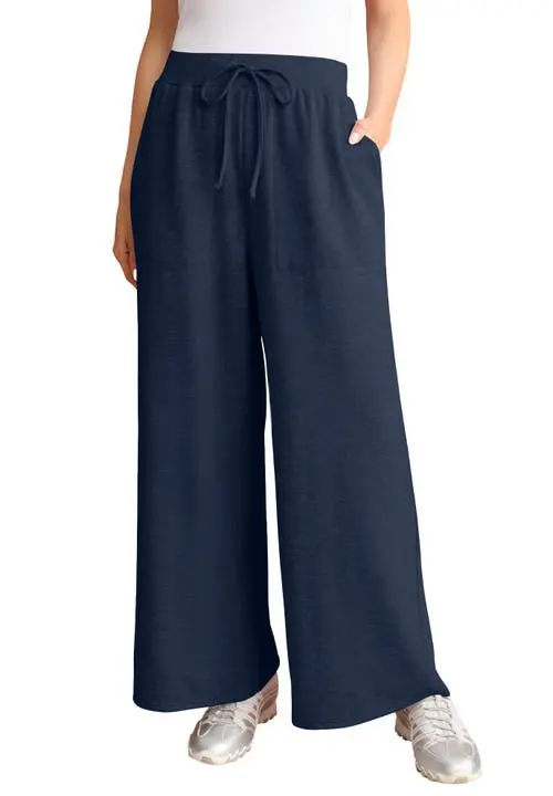 Roaman's Comfort+ Fleece Flared Sweatpants - Navy