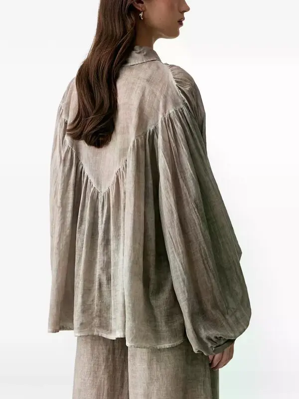 HAVEONE Gathered Balloon-sleeve Shirt