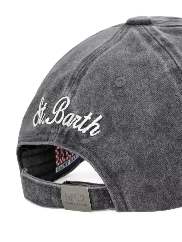 MC2 SAINT BARTH Davis Denim Baseball Cap In Black With Business Glass Embroidery