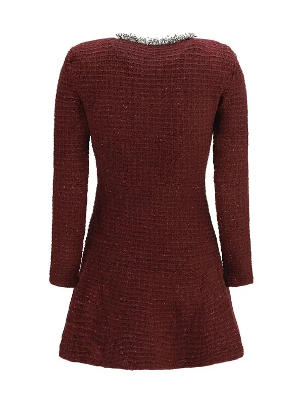 SELF-PORTRAIT Textured Knit Mini Dress With Statement Buttons