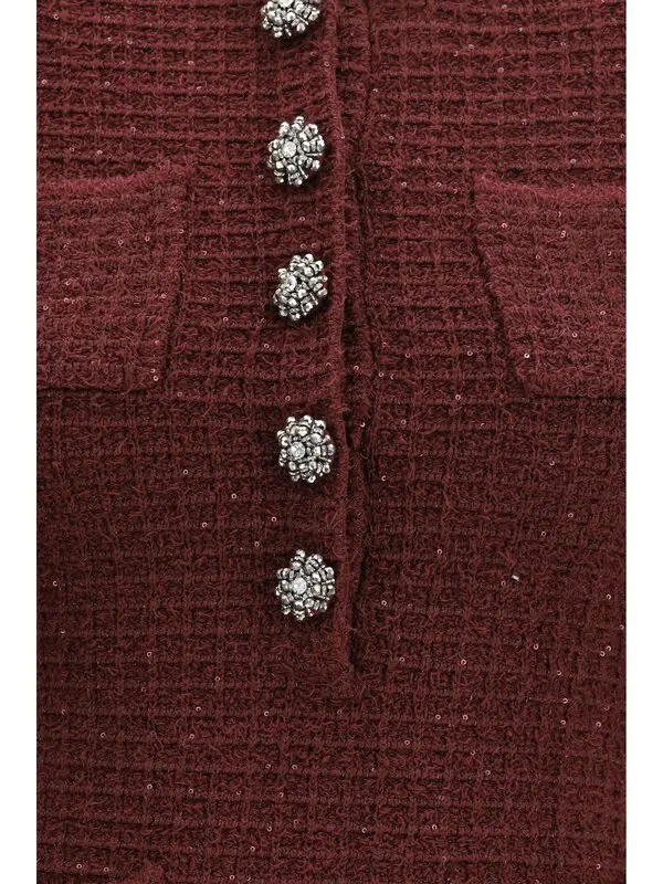 SELF-PORTRAIT Textured Knit Mini Dress With Statement Buttons