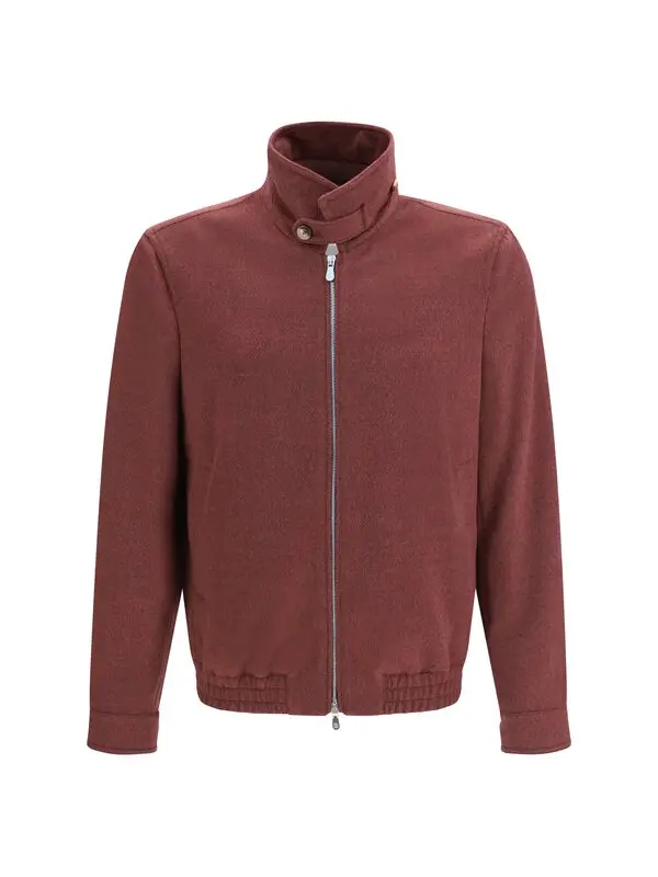 Brunello Cucinelli Wool Zip Jacket With High Collar