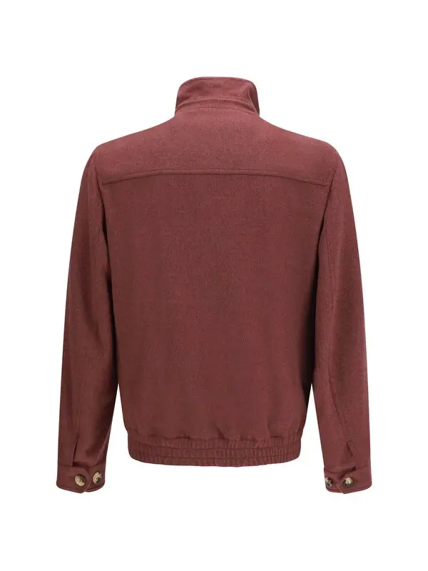 Brunello Cucinelli Wool Zip Jacket With High Collar - Multicolor