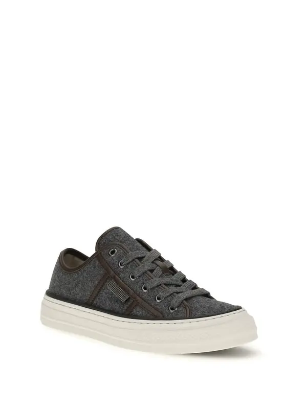 Brunello Cucinelli Suede Sneakers With Shiny Tab