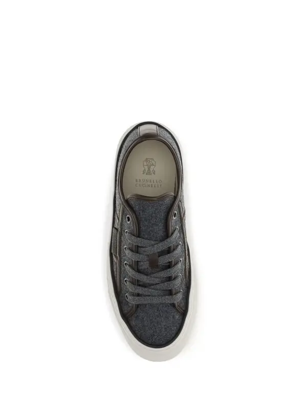 Brunello Cucinelli Suede Sneakers With Shiny Tab