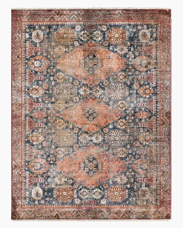 Quince Thea Performance Rug - Rust/navy
