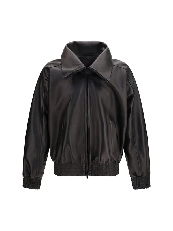 Balenciaga High-neck Leather Jacket - Black