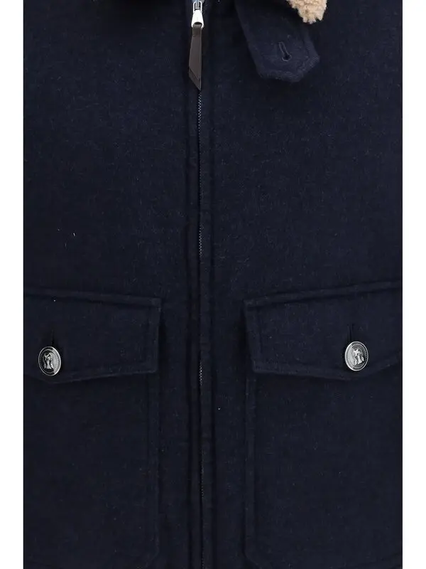 Brunello Cucinelli Cashmere Beaver Jacket With Shearling Collar