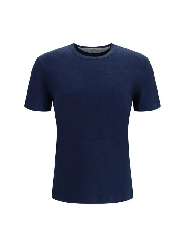 Brunello Cucinelli Denim-effect Ribbed Cotton Jersey T-shirt - Blue