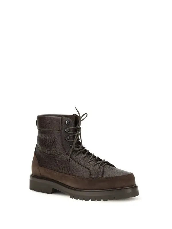 Brunello Cucinelli Explorer Délavé Deer Leather And Suede Booties