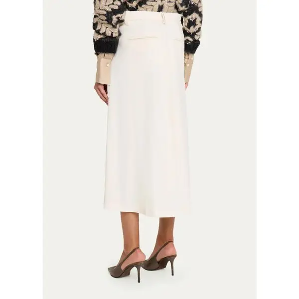 Brunello Cucinelli Couture Wool Gabardine A-line Midi Skirt