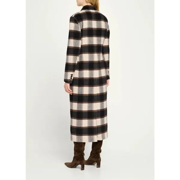 Theory Plaid Virgin Wool-blend Long Coat