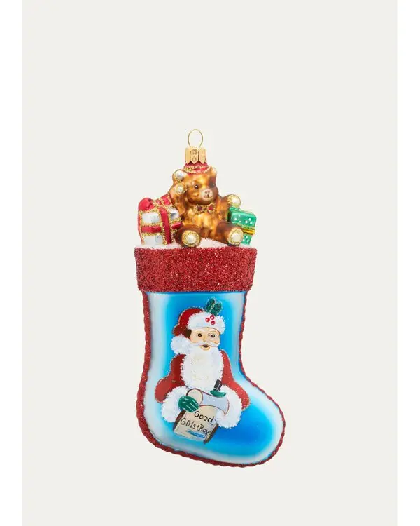 IMPULS Glass Christmas Stocking Ornat