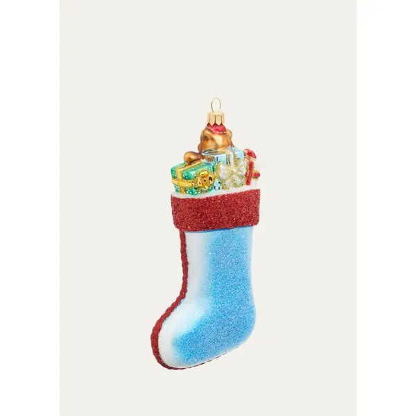 IMPULS Glass Christmas Stocking Ornat