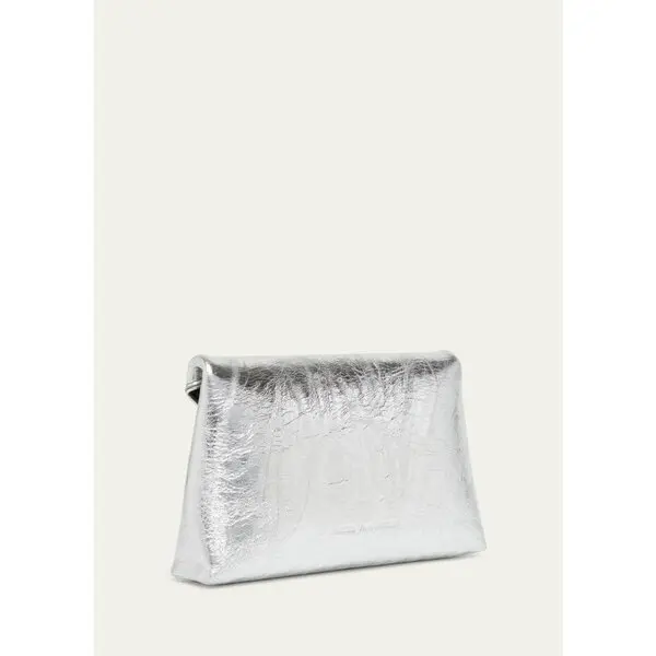 Dries Van Noten Metallic Leather Envelope Clutch Bag - Silver