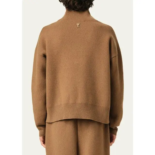 AMI Paris Compact Wool Turtleneck Henley Sweater