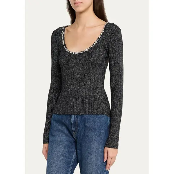 Cinq À Sept Aminta Embellished Scoop-neck Top