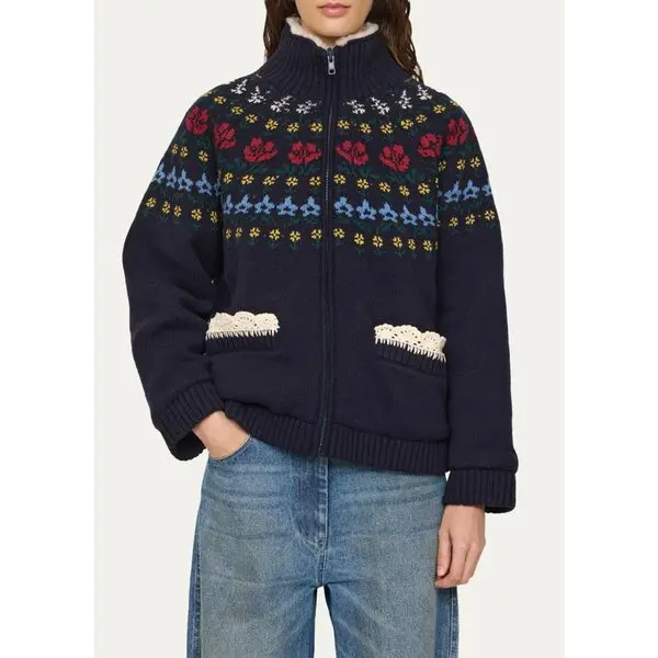 Sea Preston Floral Fair Isle Knit Jacket