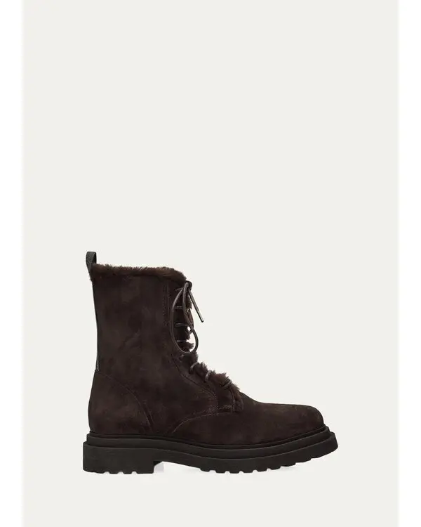 Brunello Cucinelli Monili-trim Suede Ankle Boots - Pepper