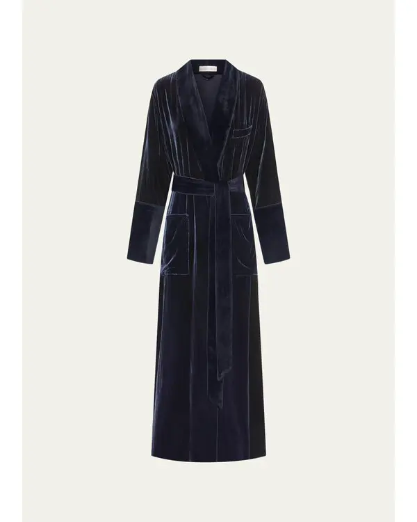 Olivia Von Halle Capability Shawl-collar Velvet Robe - Eclipse