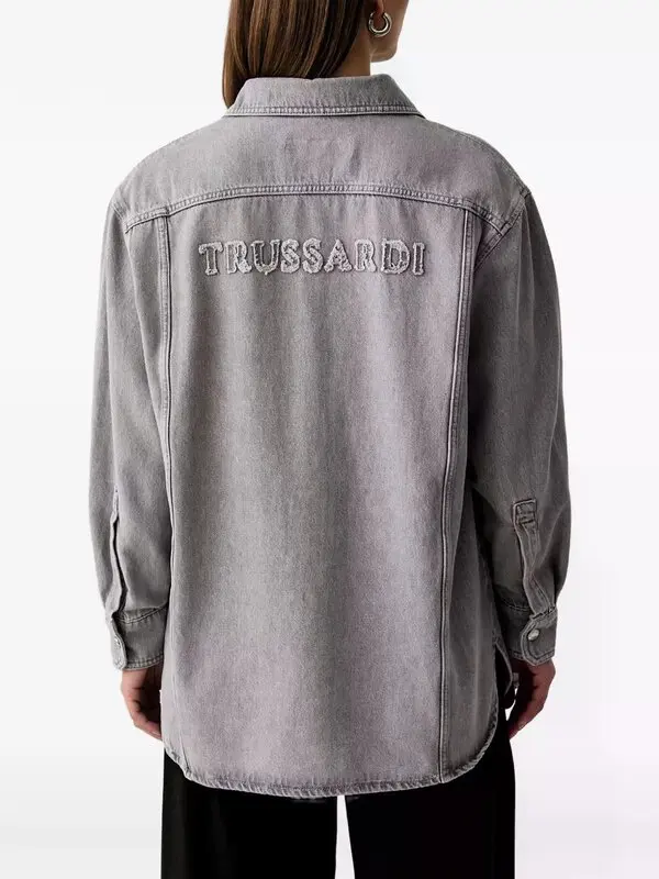 TRUSSARDI Logo-embroidered Pocket-detail Shirt