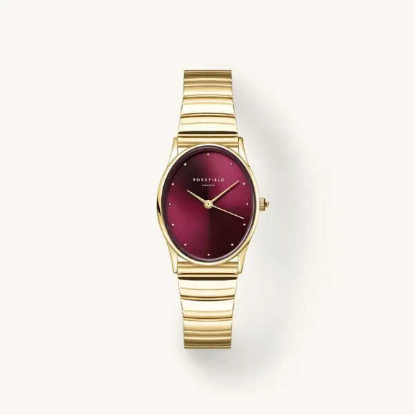ROSEFIELD Oval Ladies Watch With Burgundy Dial