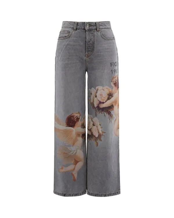 Fiorucci Graphic Wide-leg Jeans - Grey