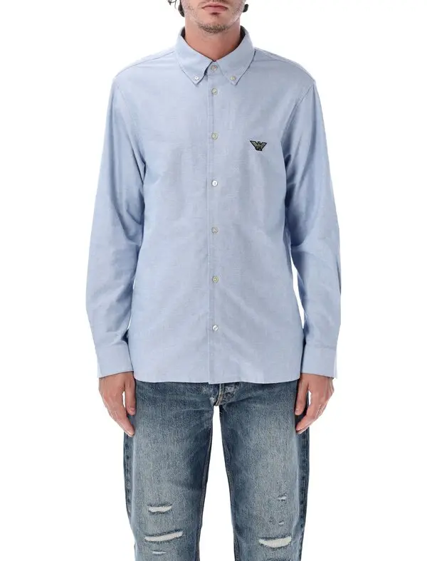 Emporio Armani S Long Sleeve Button-up Shirt - Azzurra