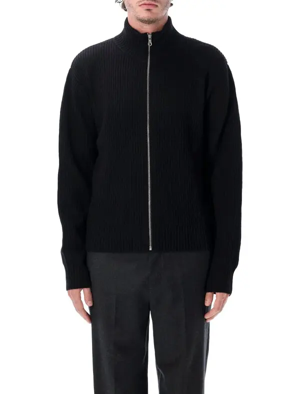 BERNER KUHL Ribbed Knit Zip-up Turtleneck Sweater - Nero