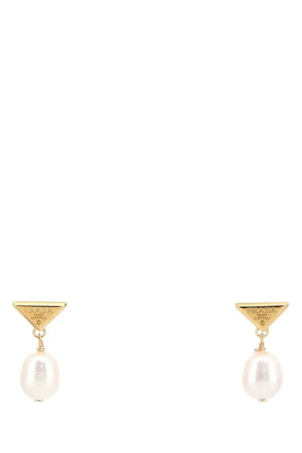 Prada Two-tone Mini Pearl And Metal Drop Earrings - Multicoloured