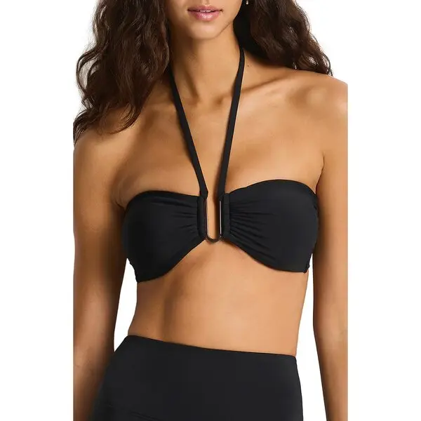 SEA LEVEL U-bar Underwire Bandeau Swim Top - Black
