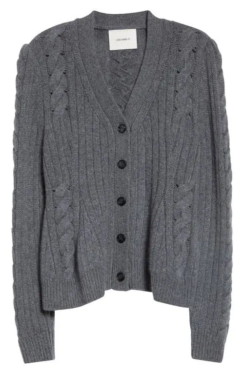 LISA YANG Leire Cashmere Cabled Rib Cardigan - Graphite