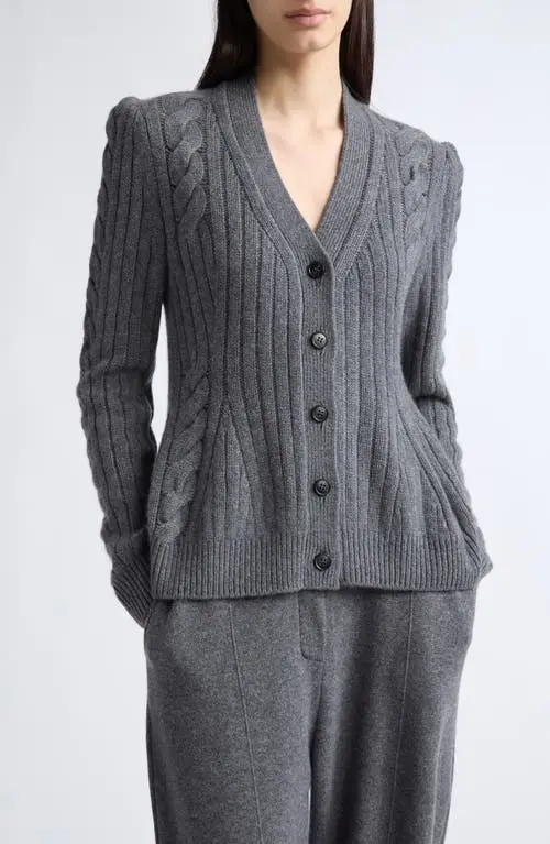 LISA YANG Leire Cashmere Cabled Rib Cardigan - Graphite