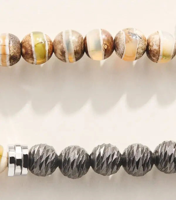 Tateossian Sterling Silver And Agate Stonehenge Graffiato Bracelet
