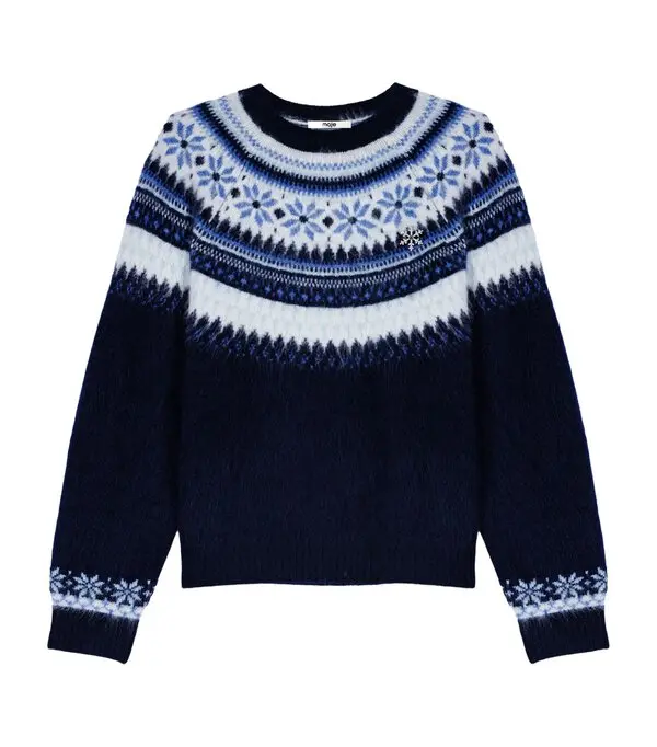 Maje Wool Fair Isle Sweater - Blue