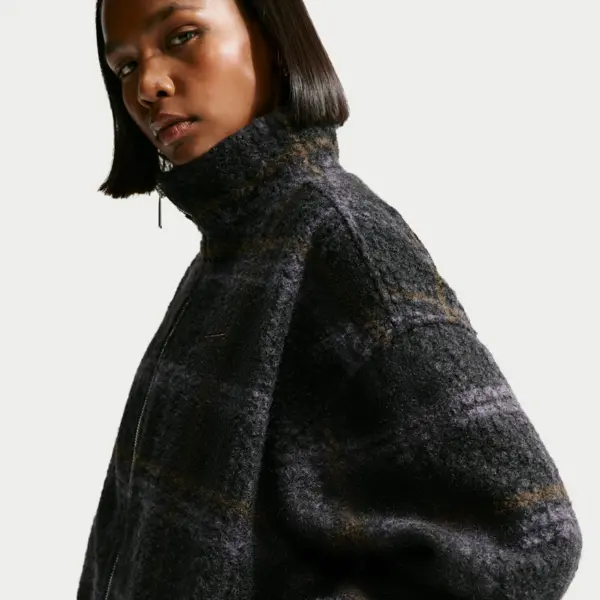 Nike Sportswear Oversized Plaid High-pile Fleece Jacket