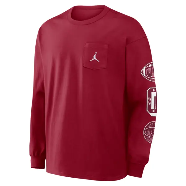 JORDAN Oklahoma Academic Max90 Pocket Brand College Long-sleeve T-shirt - Red