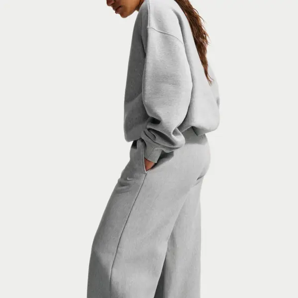 Nike Studio Fleece Heavyweight Mid-rise Wide-leg Pants - Grey