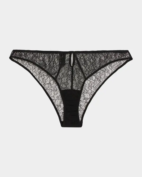 Kiki De Montparnasse Petite Fleur Floral Lace Panties - Black