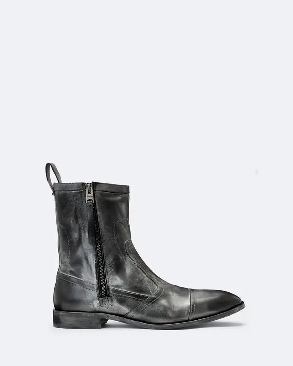 ALLSAINTS Dorian Zip-up Leather Ankle Boots - Grey