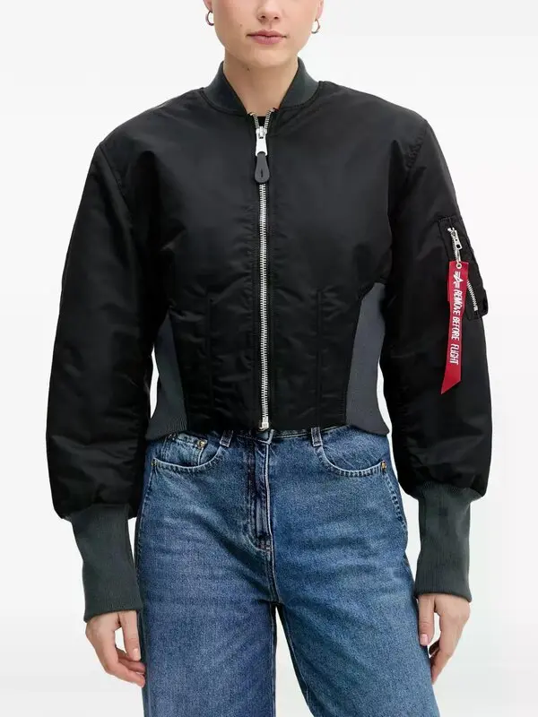 Alpha Industries Waisted Ma-1 Cropped Bomber Jacket - Black