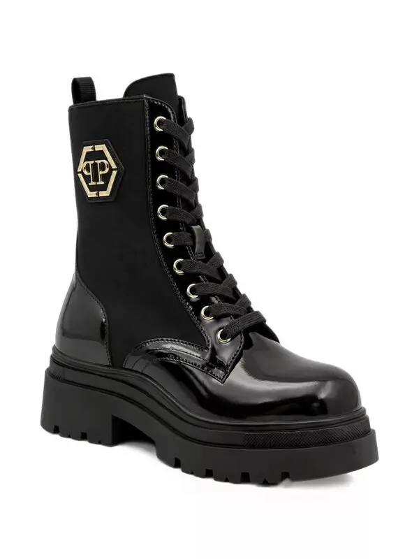 Philipp Plein Hexagon Patent-finish Boots
