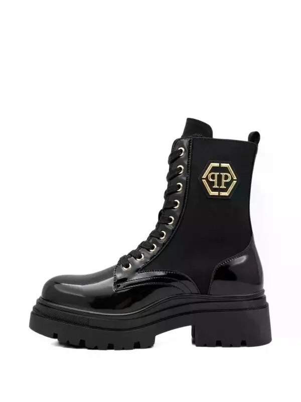 Philipp Plein Hexagon Patent-finish Boots