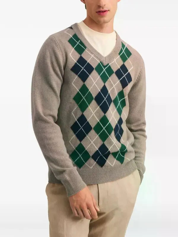 Pringle Of Scotland Argyle-pattern V-neck Sweater